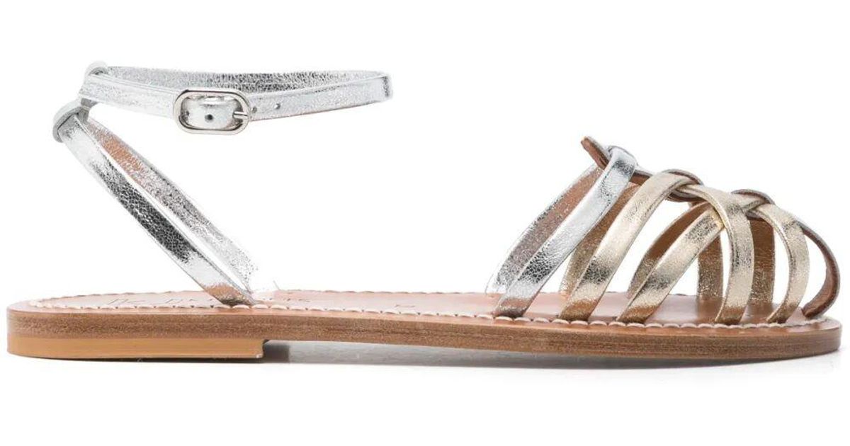 K. Jacques Cyrenia Two-Tone Metallic Sandals in White | Lyst