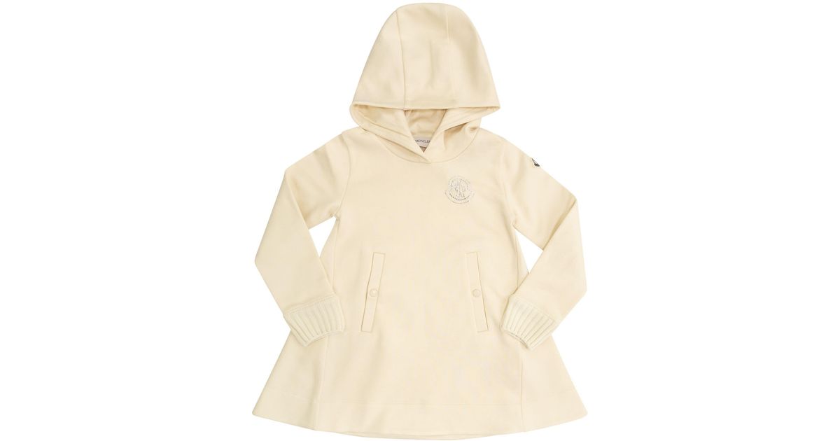 Moncler Dress With Crystals Logo in Natural | Lyst