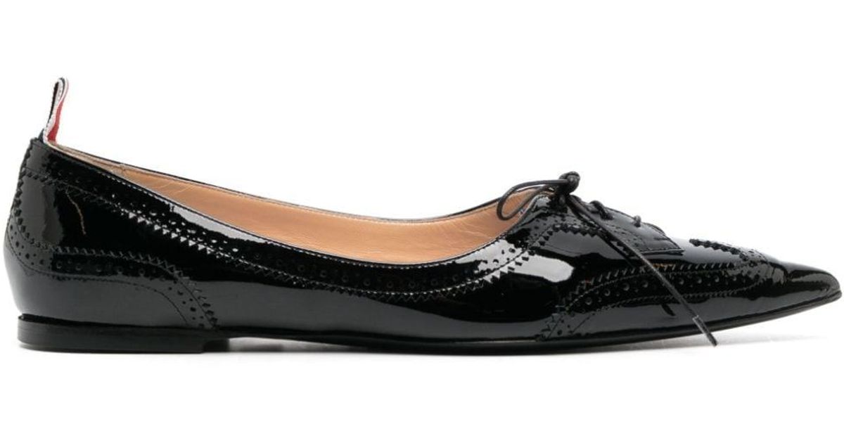Thom Browne Pointed-Toe Patent Leather Loafers in Black for Men | Lyst