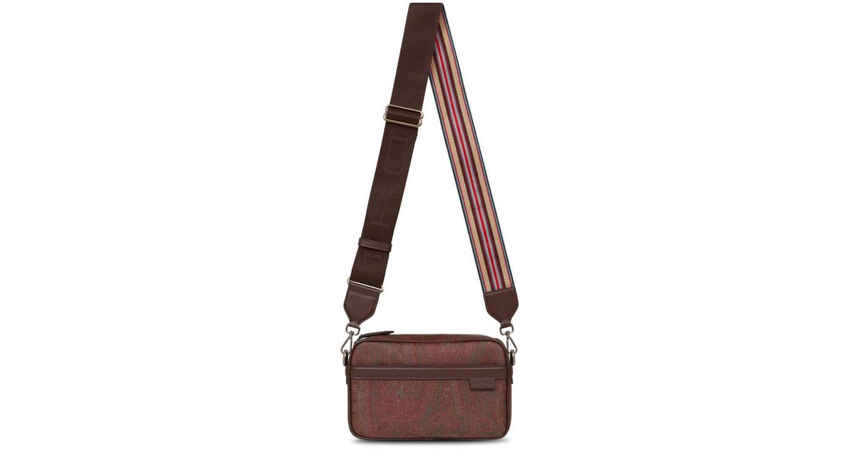 Etro Mini Paisley Print Leather Crossbody Handbag For in Brown for Men ...