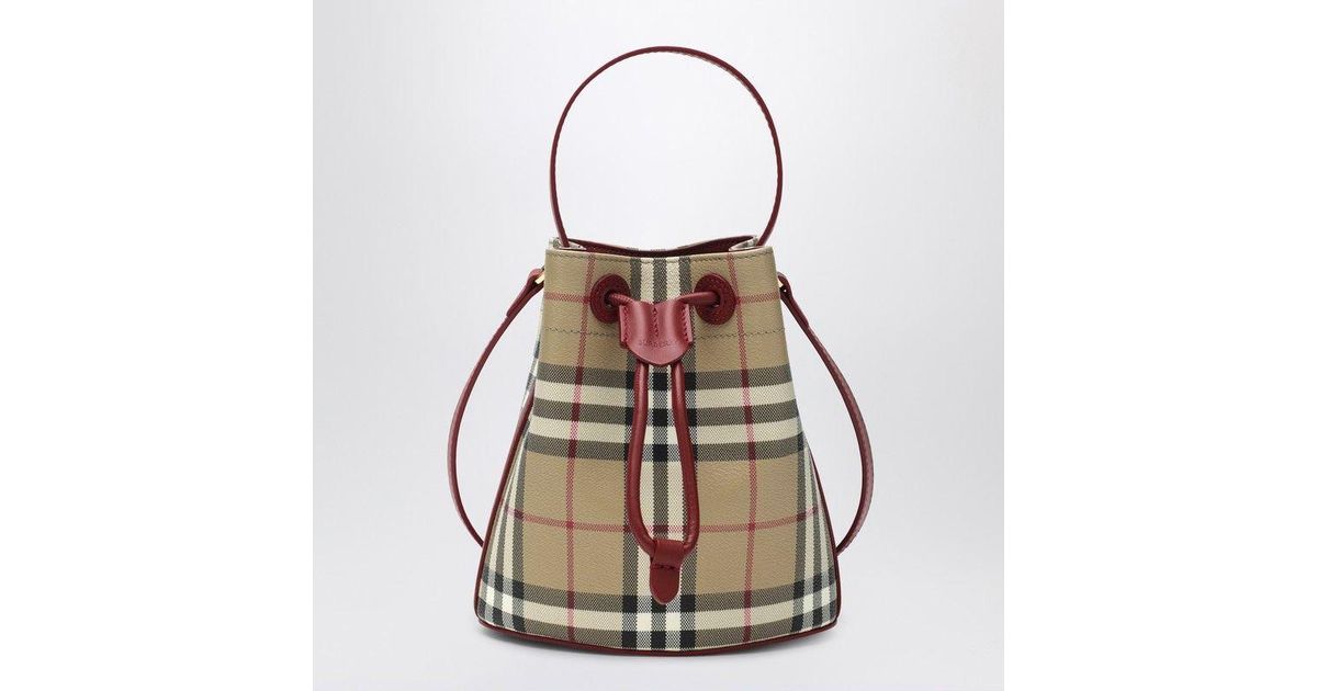 Burberry Check Mini Bucket Bag in Brown | Lyst UK