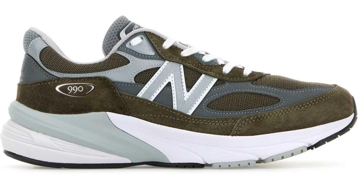 New Balance Mesh And Suede 990V6 Sneakers in Green | Lyst