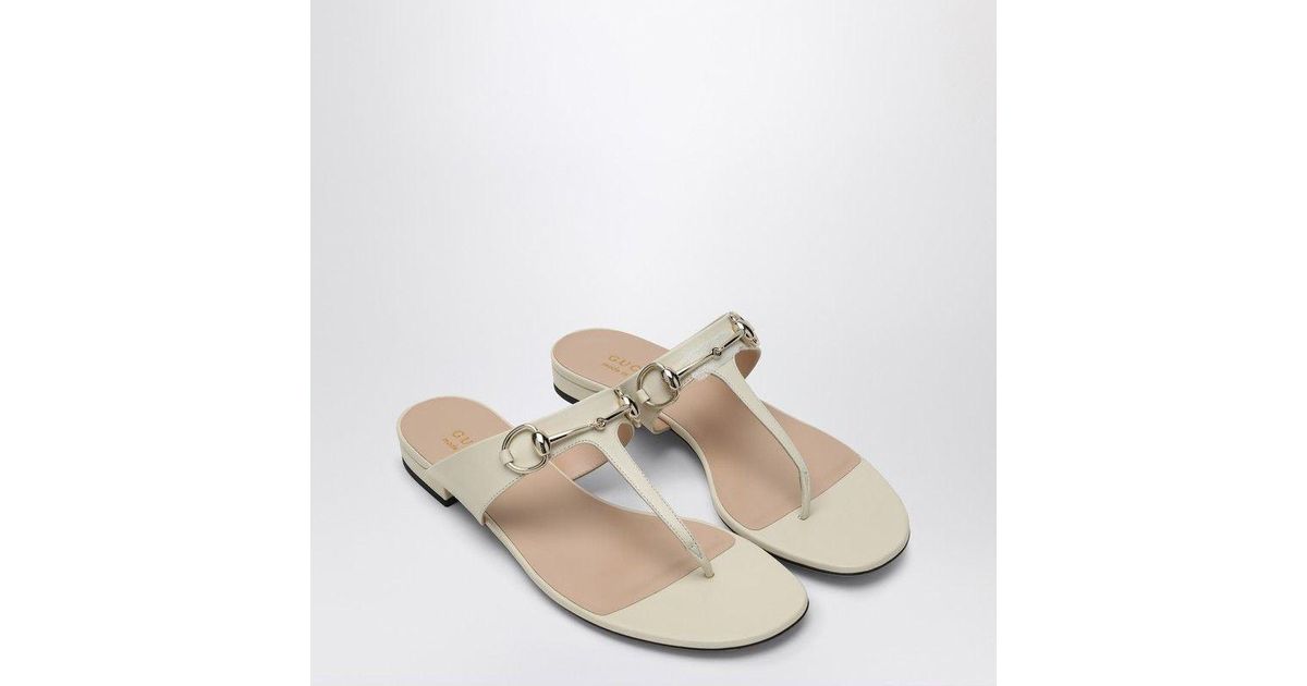 Gucci Flip-Flops With Ivory Leather Clamp Sandal in White | Lyst