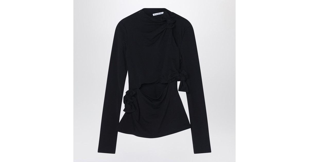 Acne Studios Stretch Top With Knots And Cut-Out Details in Black | Lyst