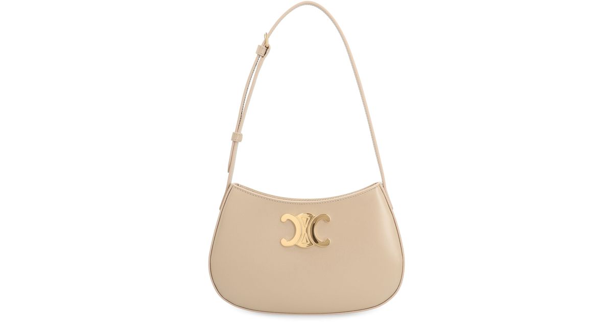 Celine Tilly Media Leather Crossbody Bag in Natural | Lyst