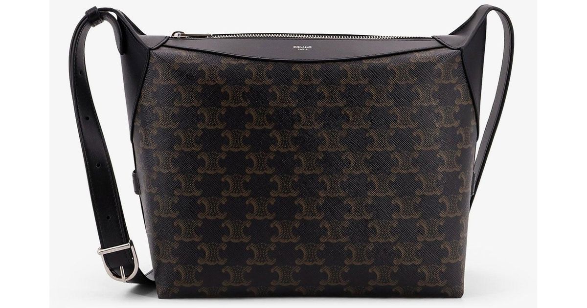 Celine Triomphe Canvas And Leather Shoulder Bag in Black for Men | Lyst