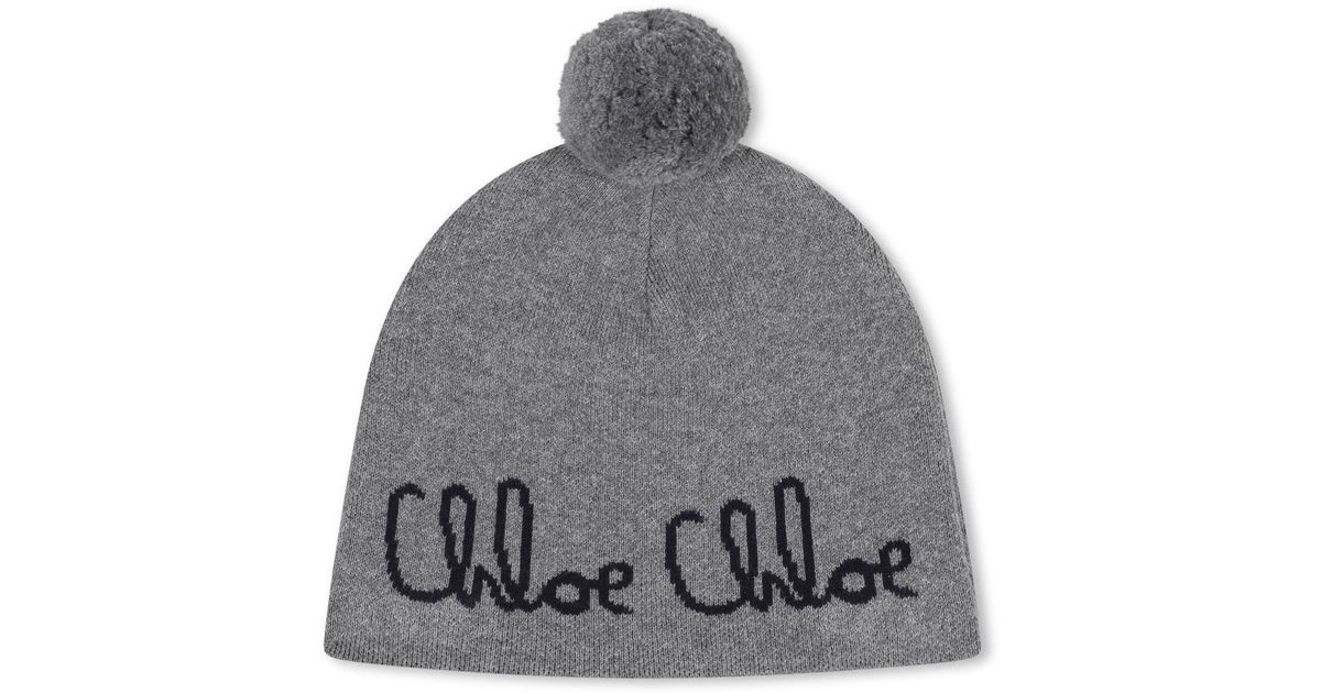 Chloé Hat With Logo in Grey | Lyst UK