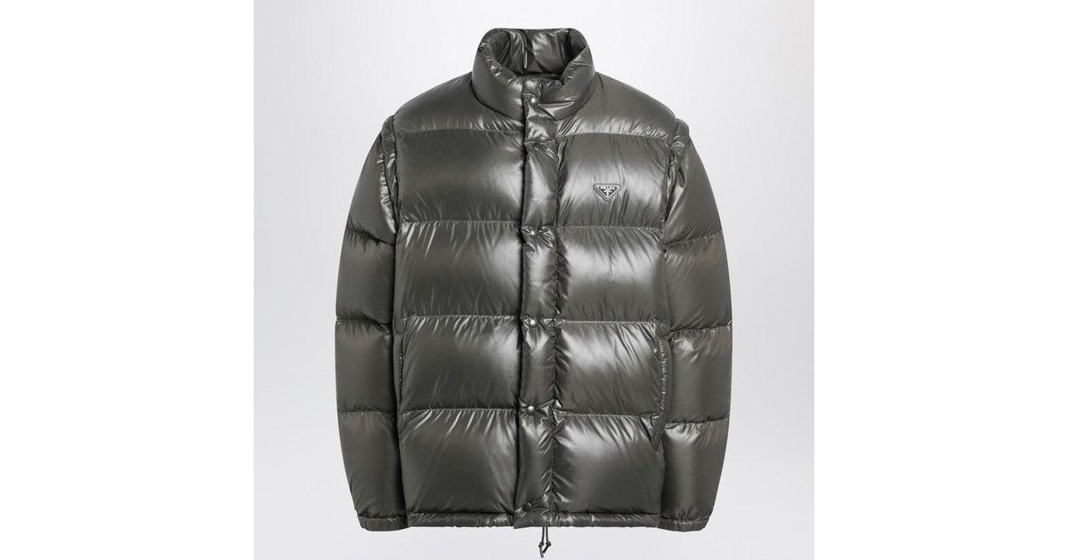 Prada Camouflage Re-Nylon Jacket in Gray for Men | Lyst