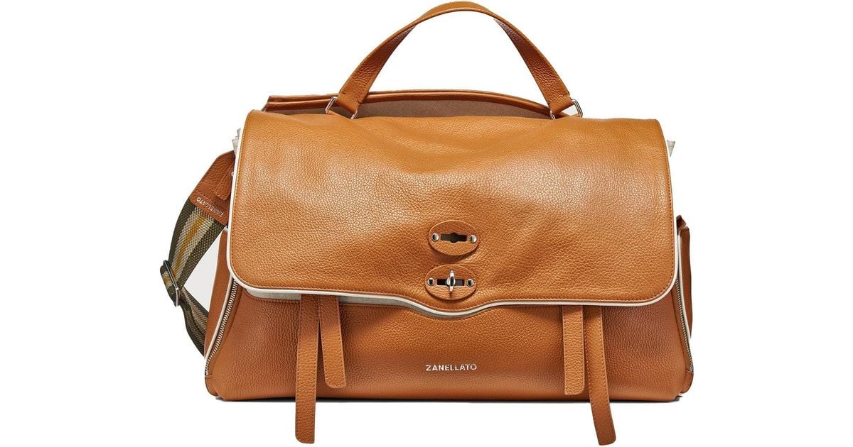 Zanellato Racquet Club Xl Leather Messenger Bag With Shoulder Strap in ...