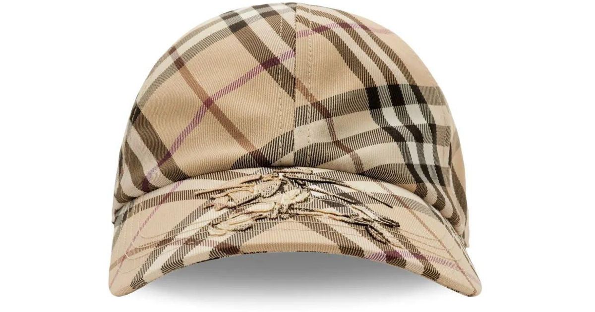 Burberry Check Cap in Natural for Men | Lyst