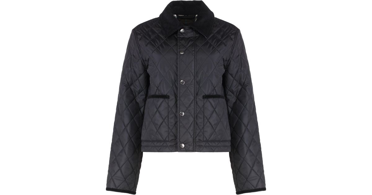 Burberry Quilted Jacket With Snaps For in Black | Lyst