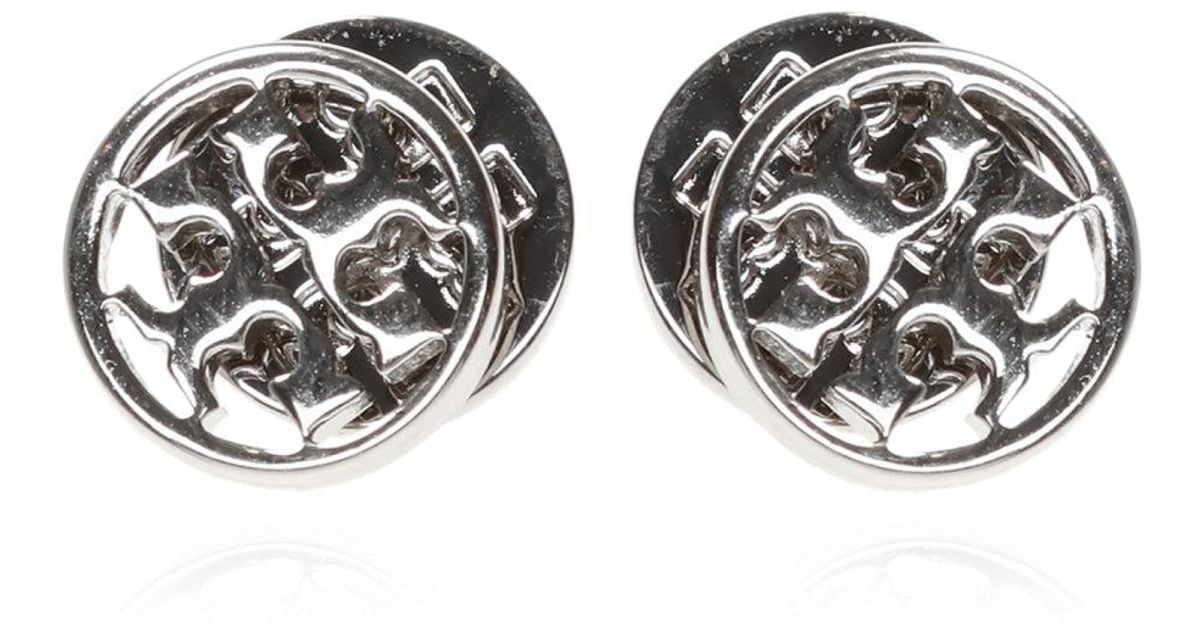 Tory Burch Miller Monogram Logo Stud Earrings | Lyst