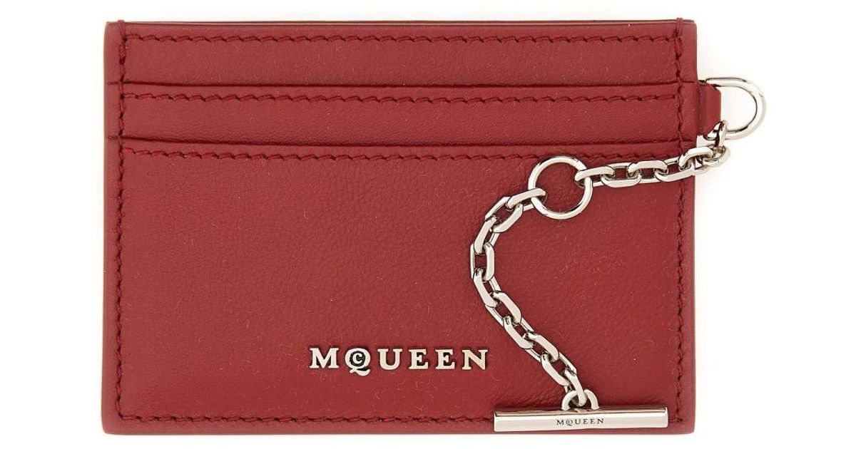 McQueen Mini Sling Card Holder in Red | Lyst