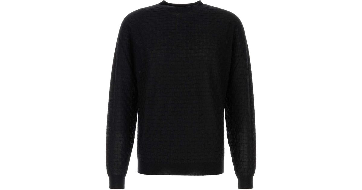 Giorgio Armani Cashmere Blend Sweater in Black for Men | Lyst UK