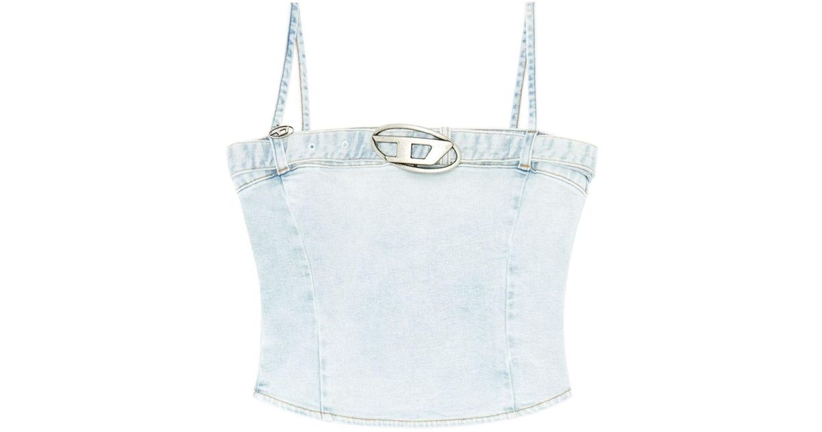 DIESEL Logo Denim Top in Blue for Men | Lyst