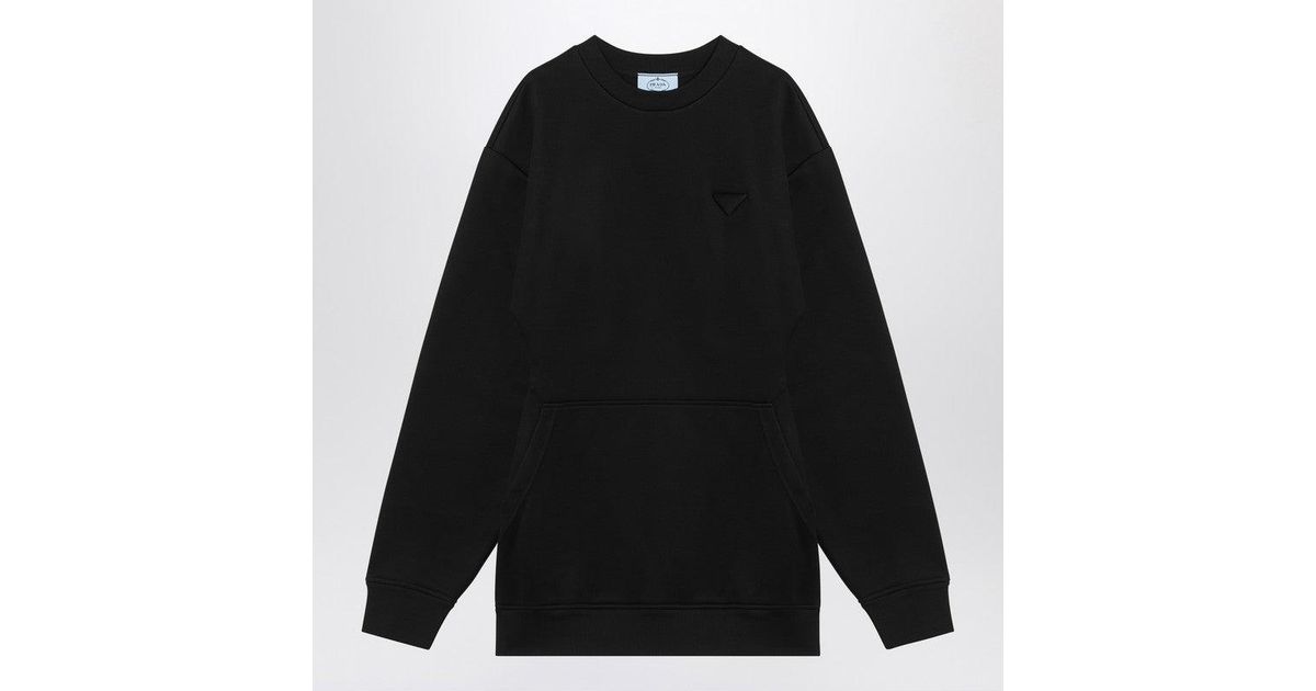 Prada Mini Plush Dress With Logo Triangle in Black | Lyst UK