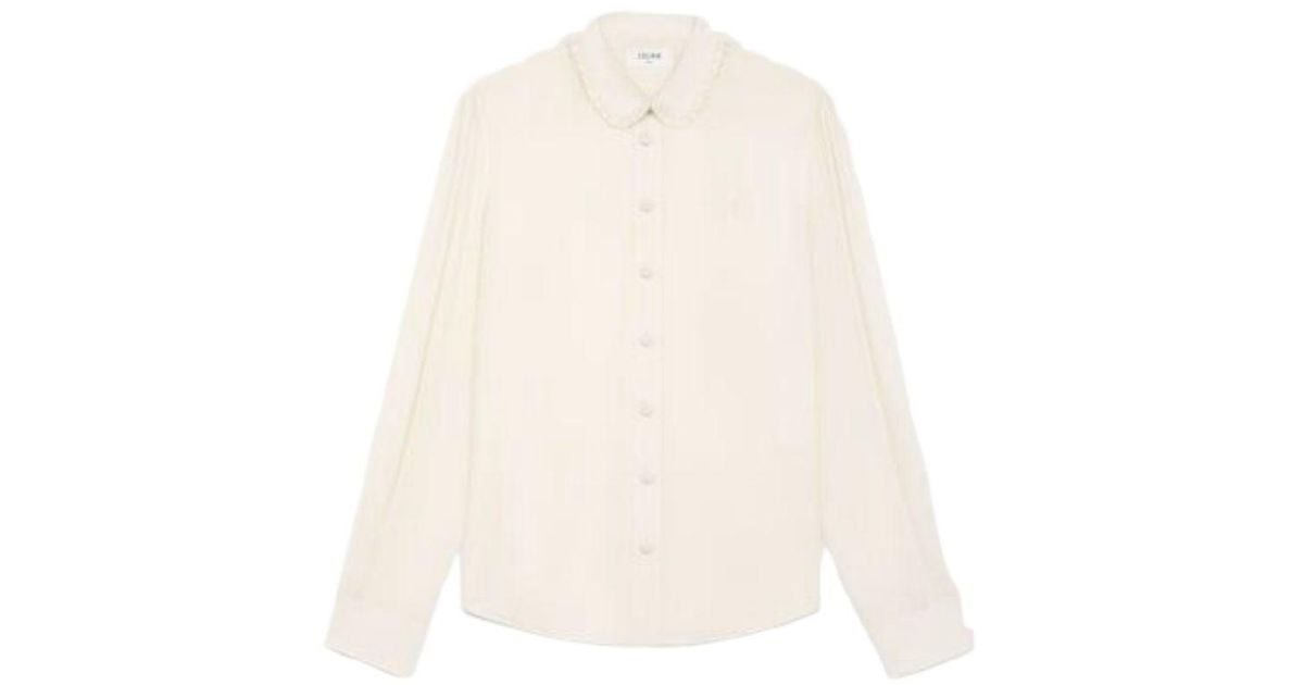 Celine Crêpe-Silk Shirt in White | Lyst UK