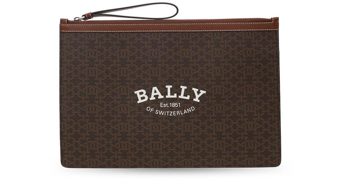 Bally Large Clutch Handbag With Iconic Logo in Brown for Men | Lyst