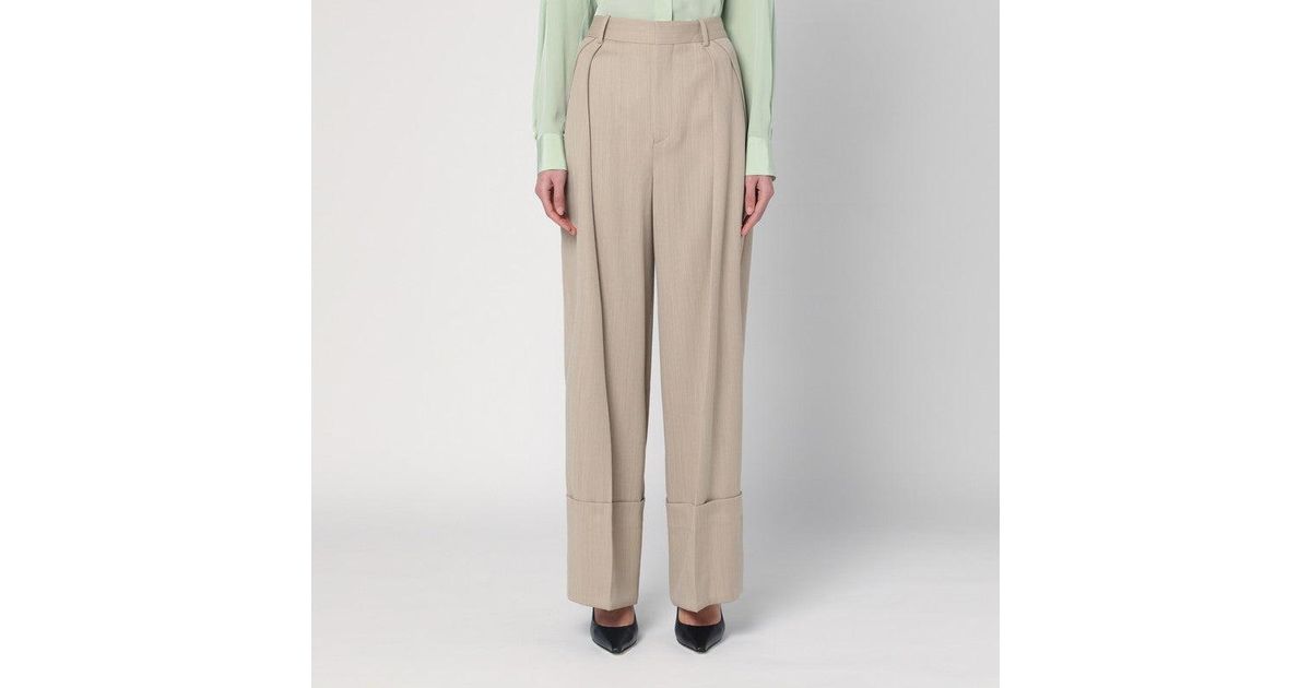 Victoria Beckham Wide Mandarin Colour Pants in Natural | Lyst UK