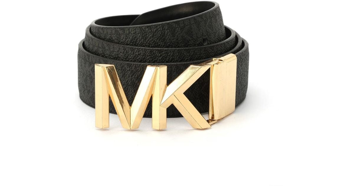 Michael Kors Mk Buckle Reversible Monogram Belt in Black | Lyst