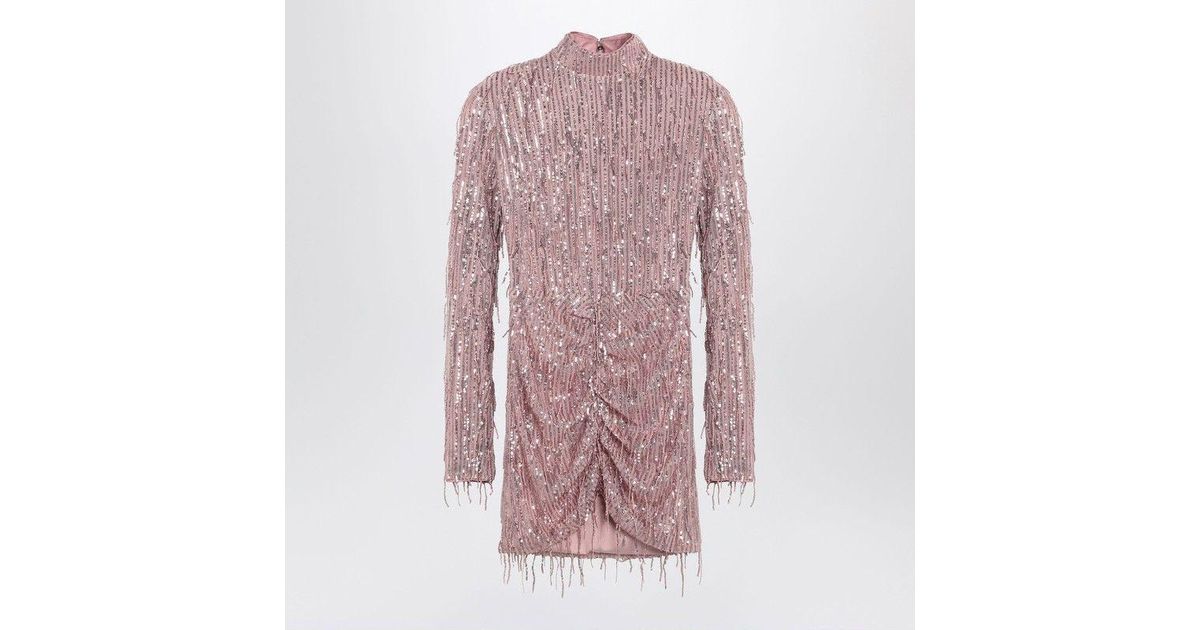 ROTATE BIRGER CHRISTENSEN Mini Dress With Sequin Fringes in Pink | Lyst
