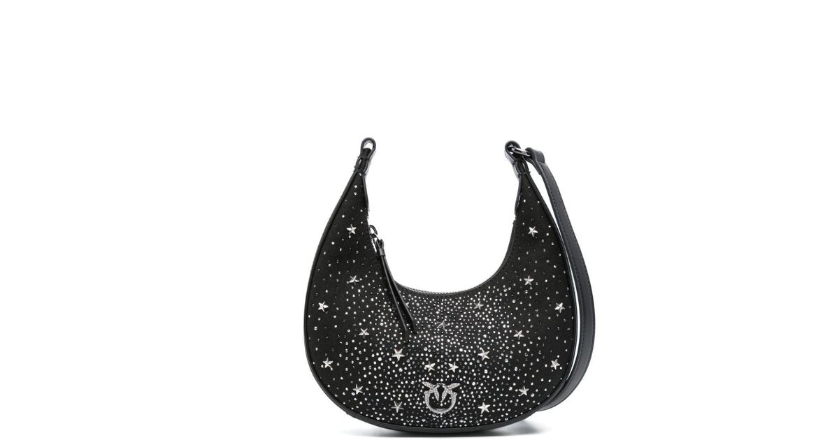 Pinko Mini Strass Crossbody Hobo Handbag in Black | Lyst