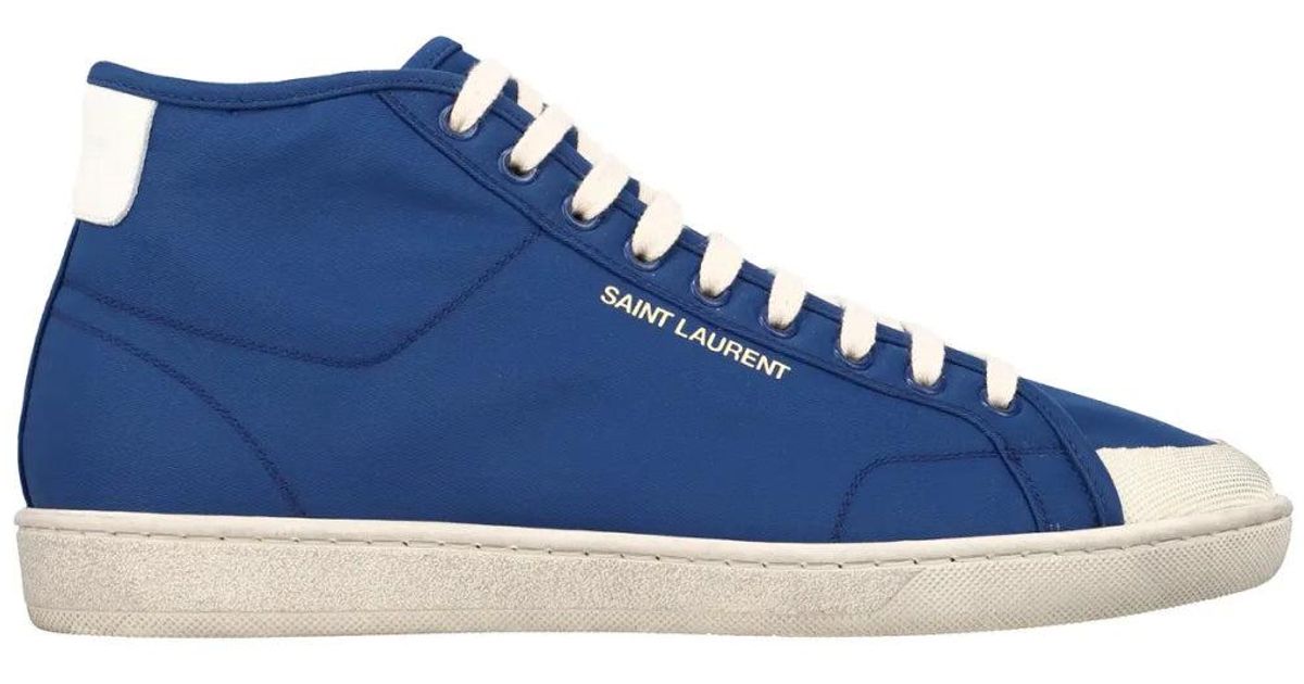 Saint Laurent Sl/39 Court Classic Logo Mid-Top Sneakers in Blue for Men ...