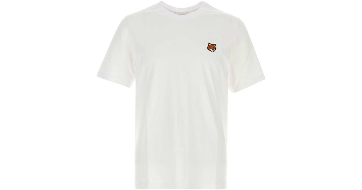 Maison Kitsuné Fox Head Regular Tee-Shirt in White for Men | Lyst