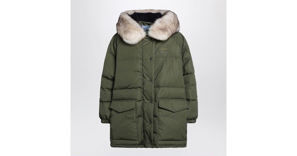 Prada Military Renylon Padded Jacket in Green | Lyst UK