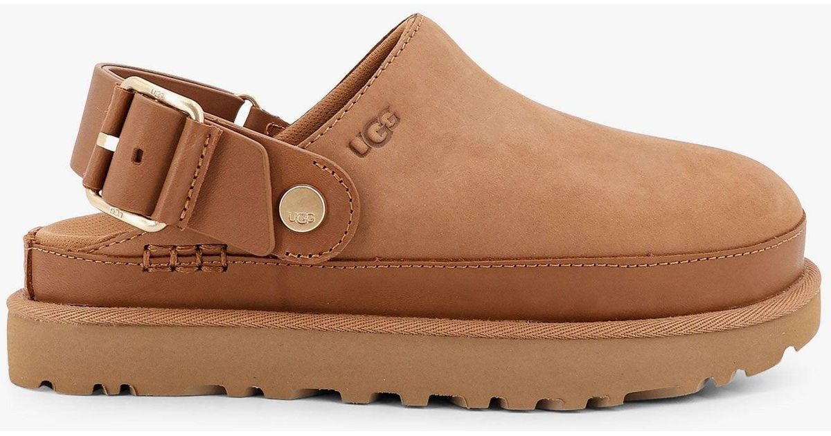 UGG Goldenstar Villa Leather Sabot in Brown | Lyst