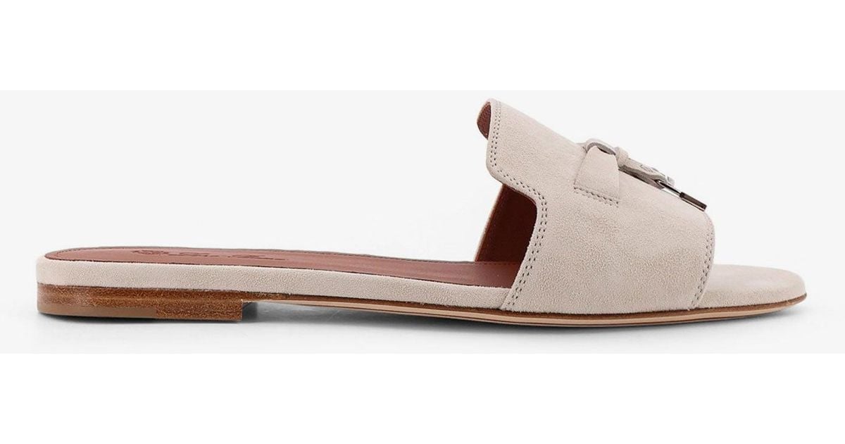 Loro Piana Summer Charms Suede Flat Sandals | Lyst
