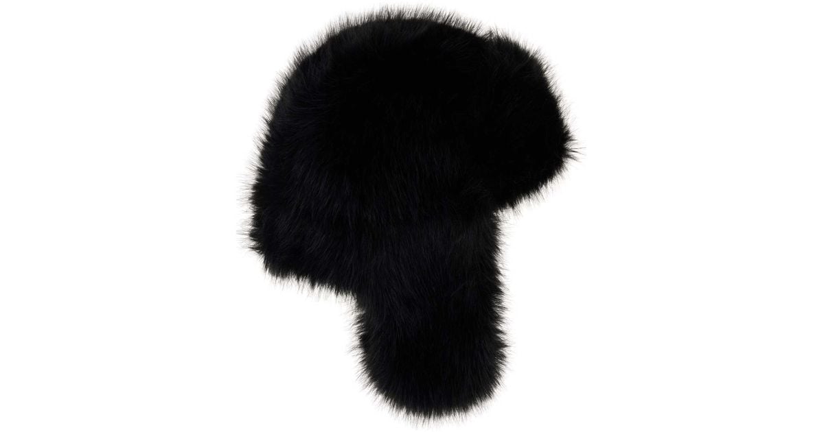 Stella McCartney Fur Hat Plush Fabric & Alter Suede in Black | Lyst UK