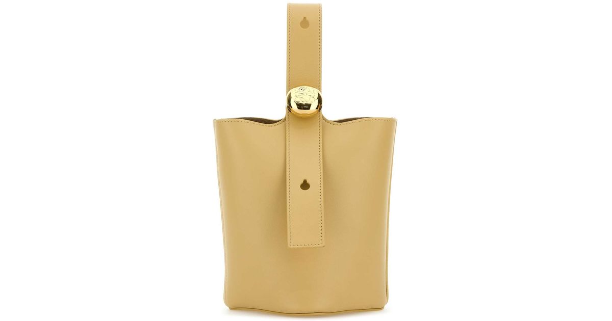 Loewe Leather Mini Pebble Bucket Bag in Yellow | Lyst