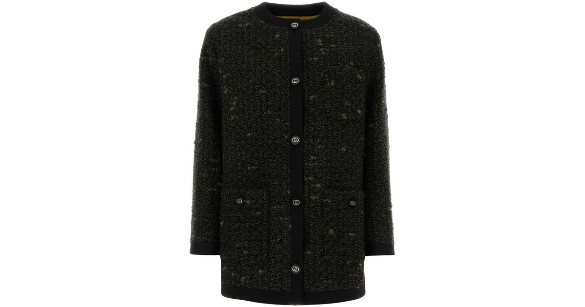 Gucci Boucle Overcoat in Black | Lyst UK