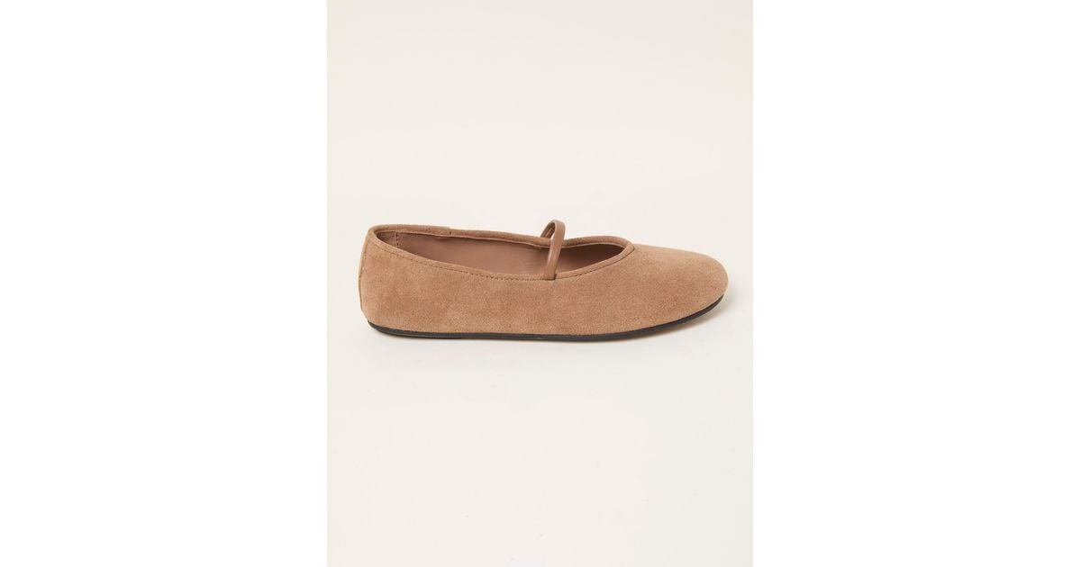 FatFace Fatface Suede Round Toe Ballerina Flats in Natural | Lyst UK