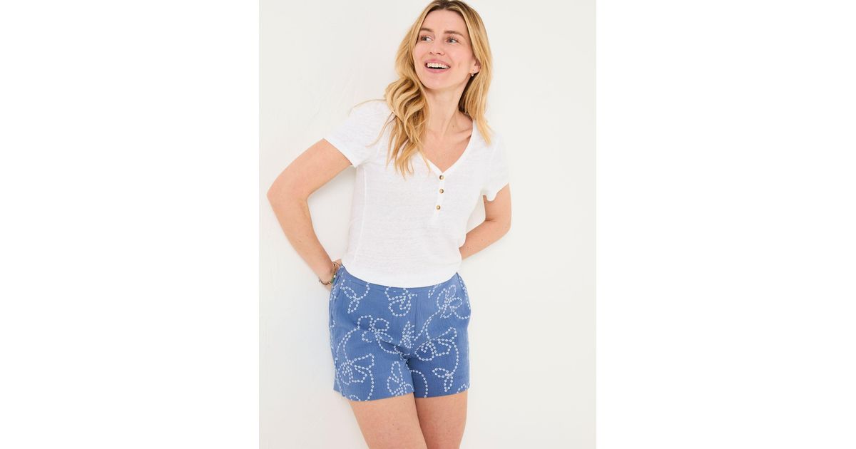 FatFace Fatface Lena Linen Henley Top in Blue | Lyst UK