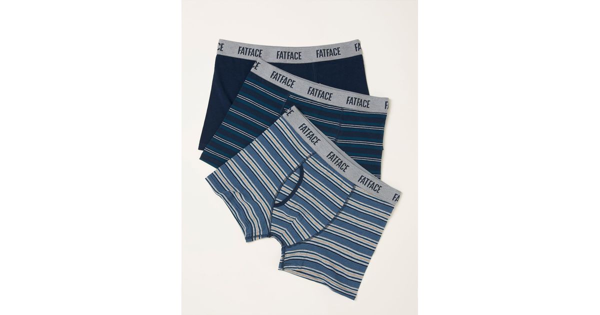 FatFace Fatface 3 Pack Of Stripe Boxers in Blue for Men | Lyst UK
