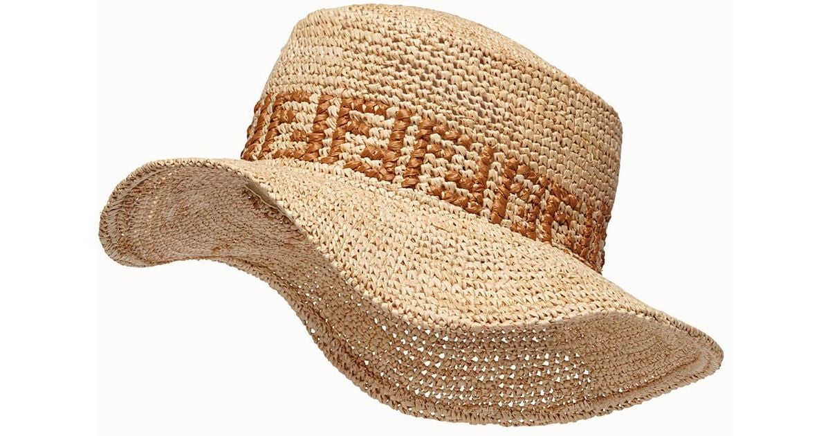Fendi Contrasting Ff Motif Straw Hat in Beige (Natural) for Men - Lyst