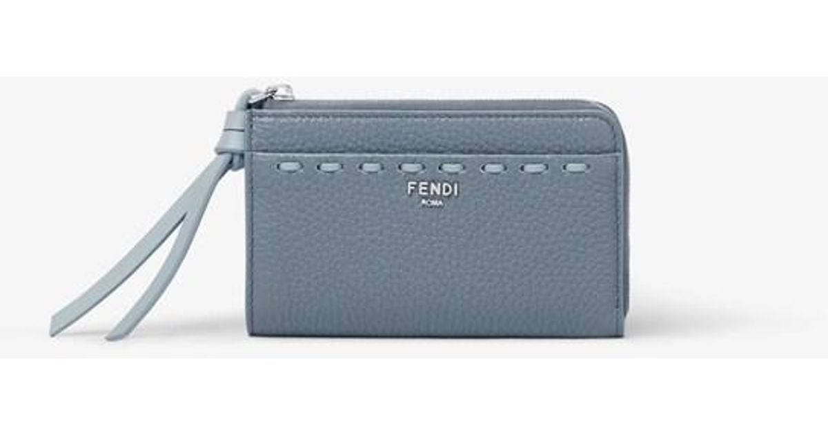 Fendi Peekaboo Card Case With Key Ring in Blue | Lyst