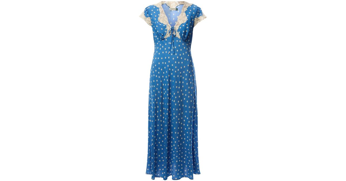 RIXO London Amari Dress Bohemia Spot in Blue | Lyst UK