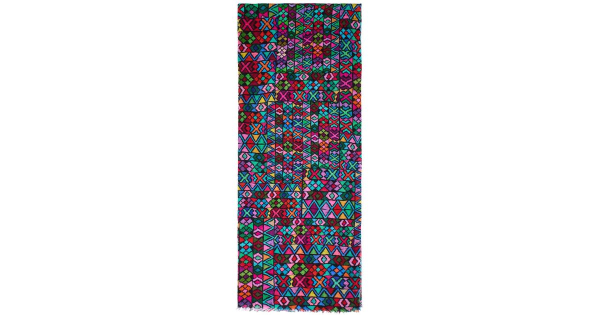 Sahara Peruvian Stitch Patchwork Print Scarf in Blue | Lyst UK