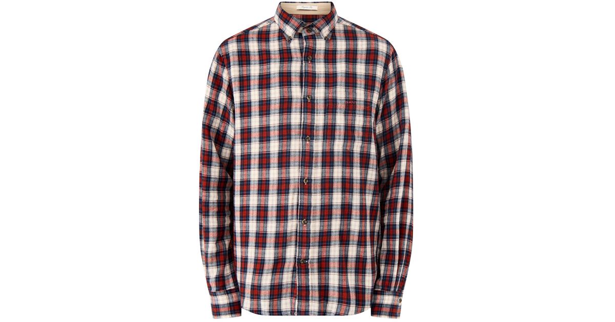 GANT Windblown Flannel Check Shirt in Red for Men | Lyst UK
