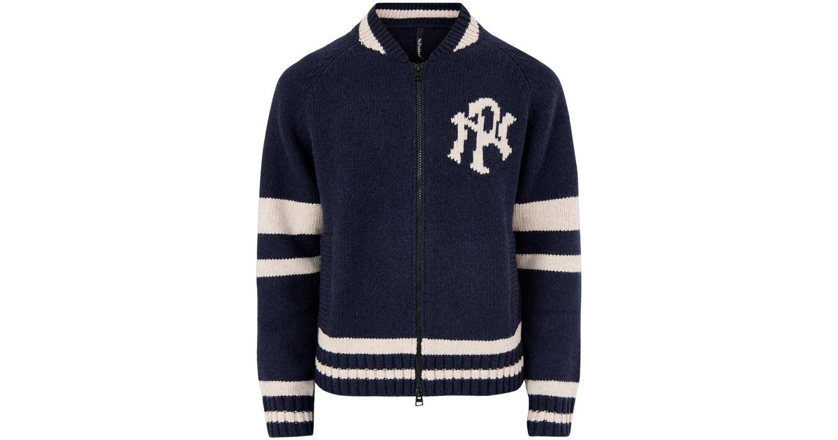 No Problemo Nyp Varsity Zip Thru Knitwear in Blue for Men | Lyst UK