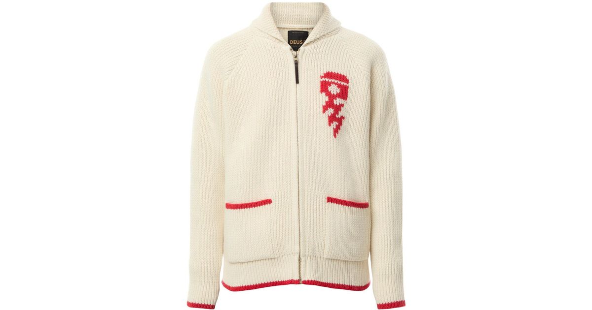 DEUS Piston Shawl Cardigan in White for Men | Lyst UK