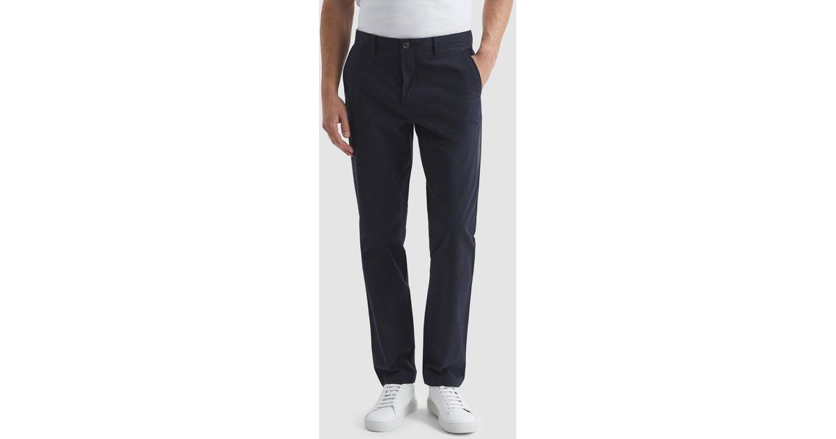 Reiss Pitch Slim Fit Washed Blend Chinos in Blue for Men | Lyst UK