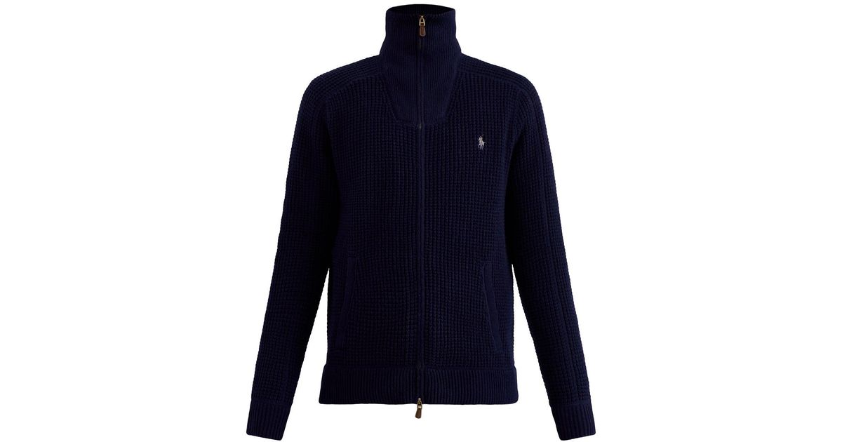 Polo Ralph Lauren Cotton Wool Full Zip Knit in Blue for Men | Lyst UK