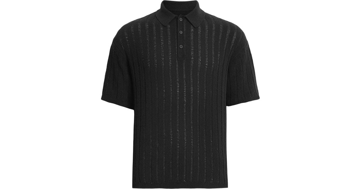 AllSaints Miller Shortsleeve Polo in Black for Men | Lyst UK