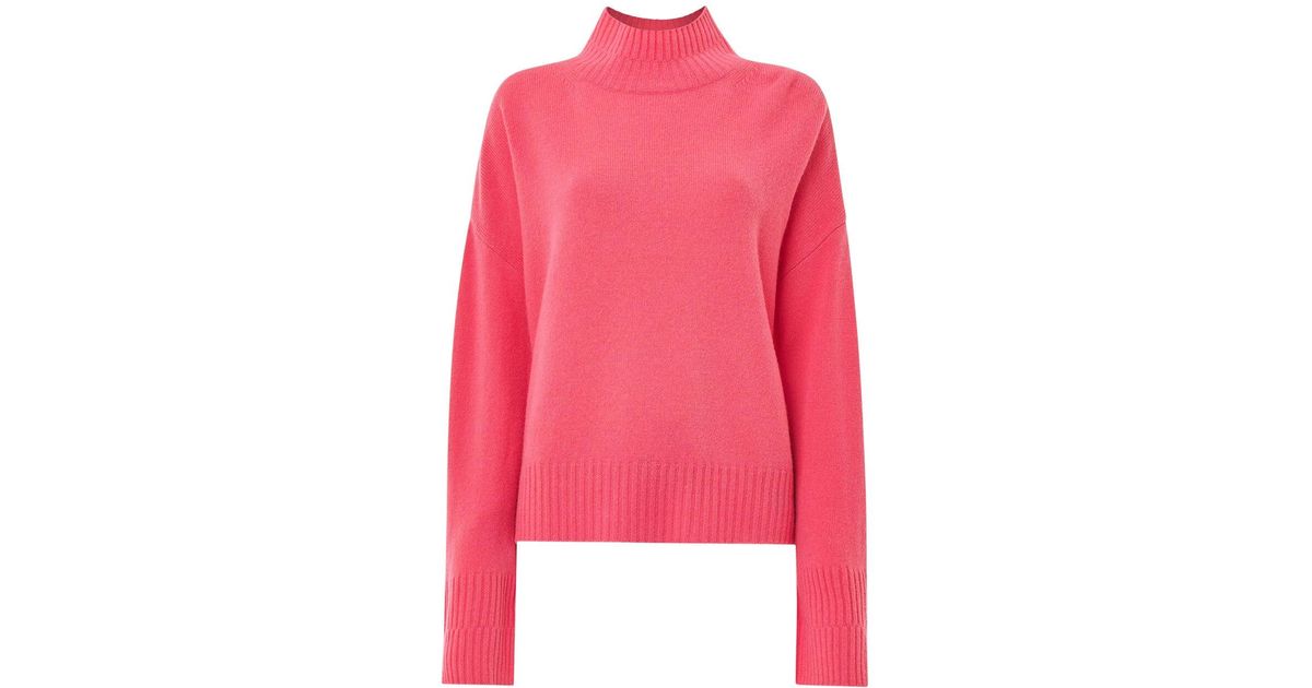 Whistles Double Trim Funnel Neck in Pink | Lyst UK