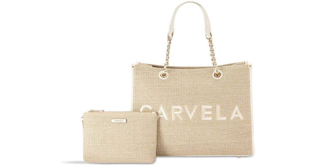 Carvela Kurt Geiger Sorrento Raffia Tote in White | Lyst UK