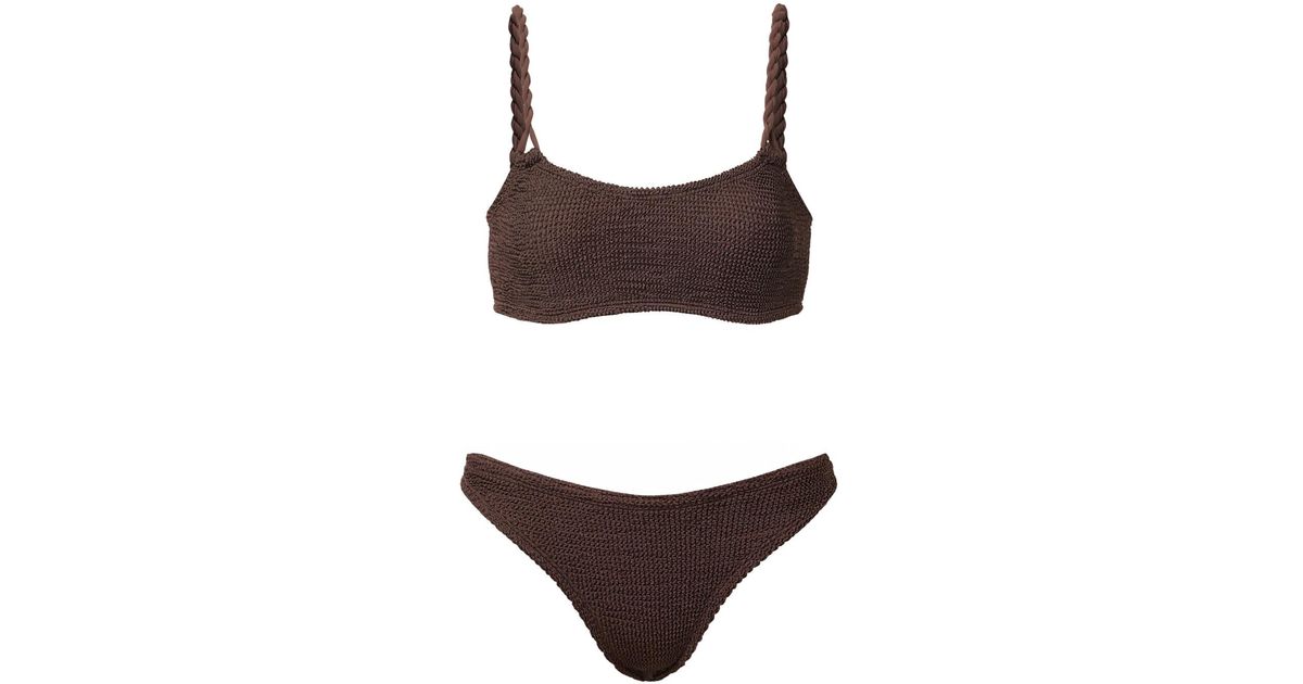 Hunza G Women's Phoebe Bikini Metallic Chocolate Bikini Set in Brown ...